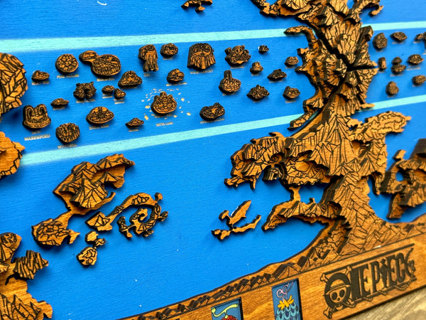 3D One Piece World Map Laser Cut Wood Multi-Layered Custom Anime Decor ...